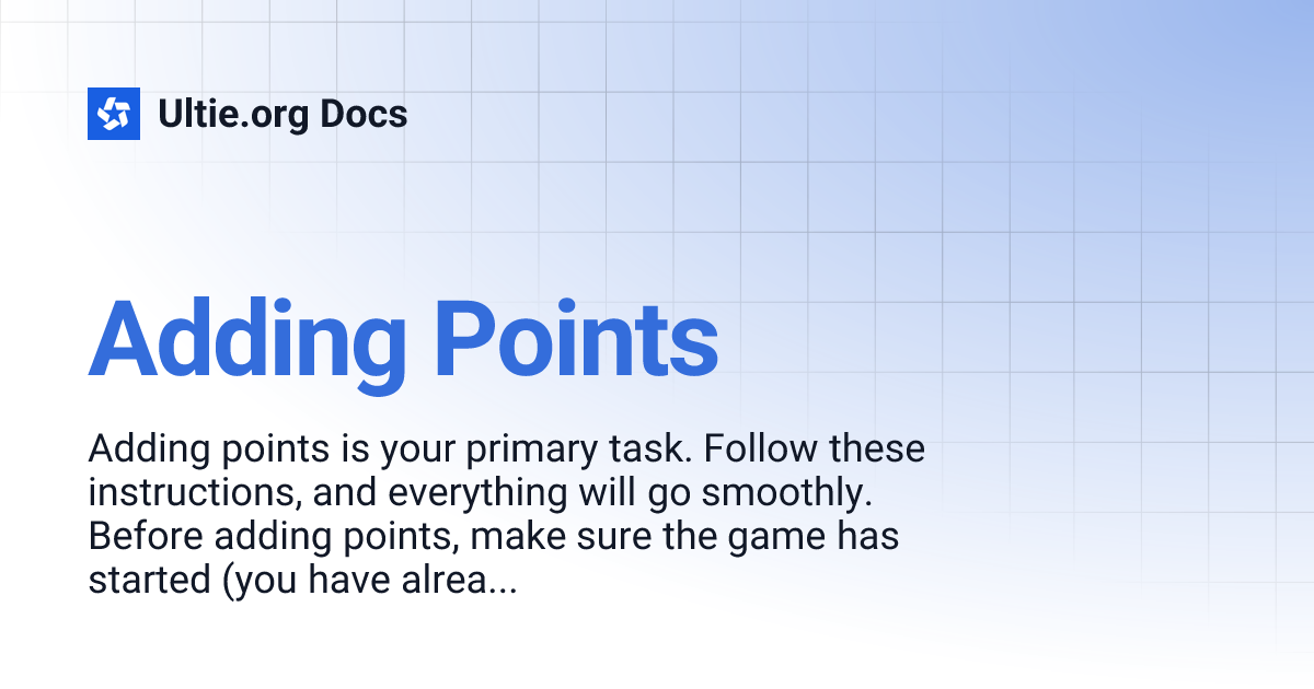 Adding Points | Ultie.org Docs